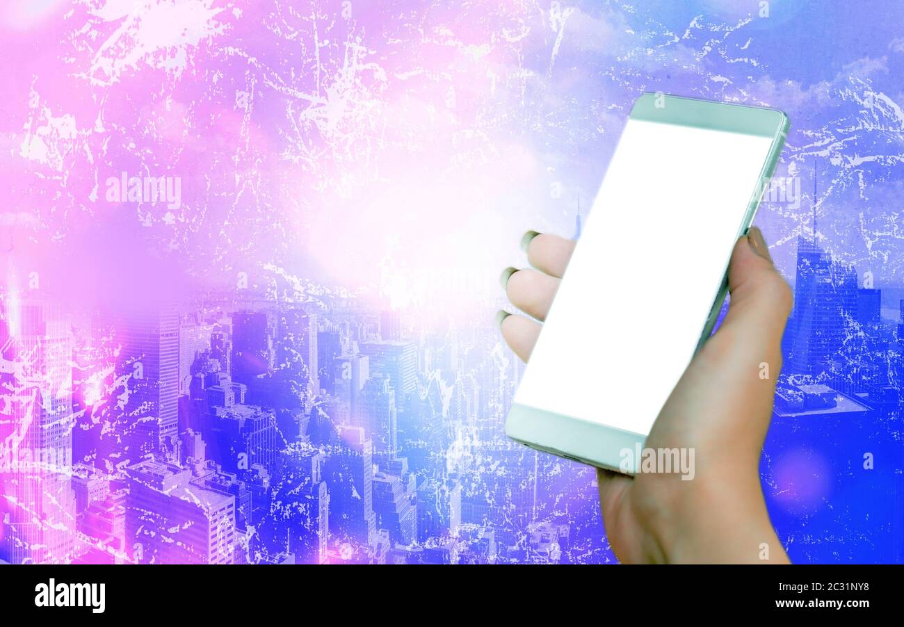 Modern Gadgets With White Display Screen Under Colorful Bokeh ...