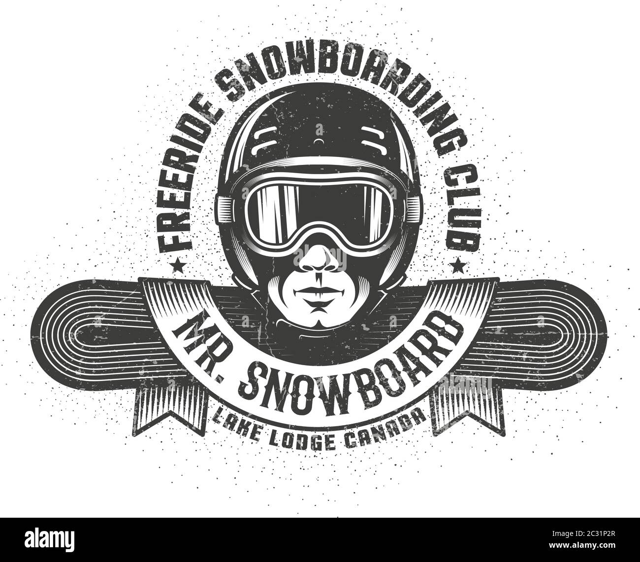 Snowboarding logo with man head in helmet and goggles Stock Vector ...