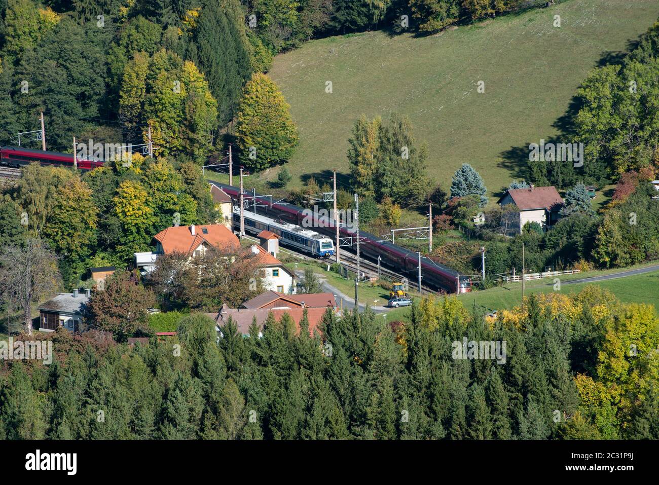 Two trains on the Semmering Railway. The Semmering Railway is the ...