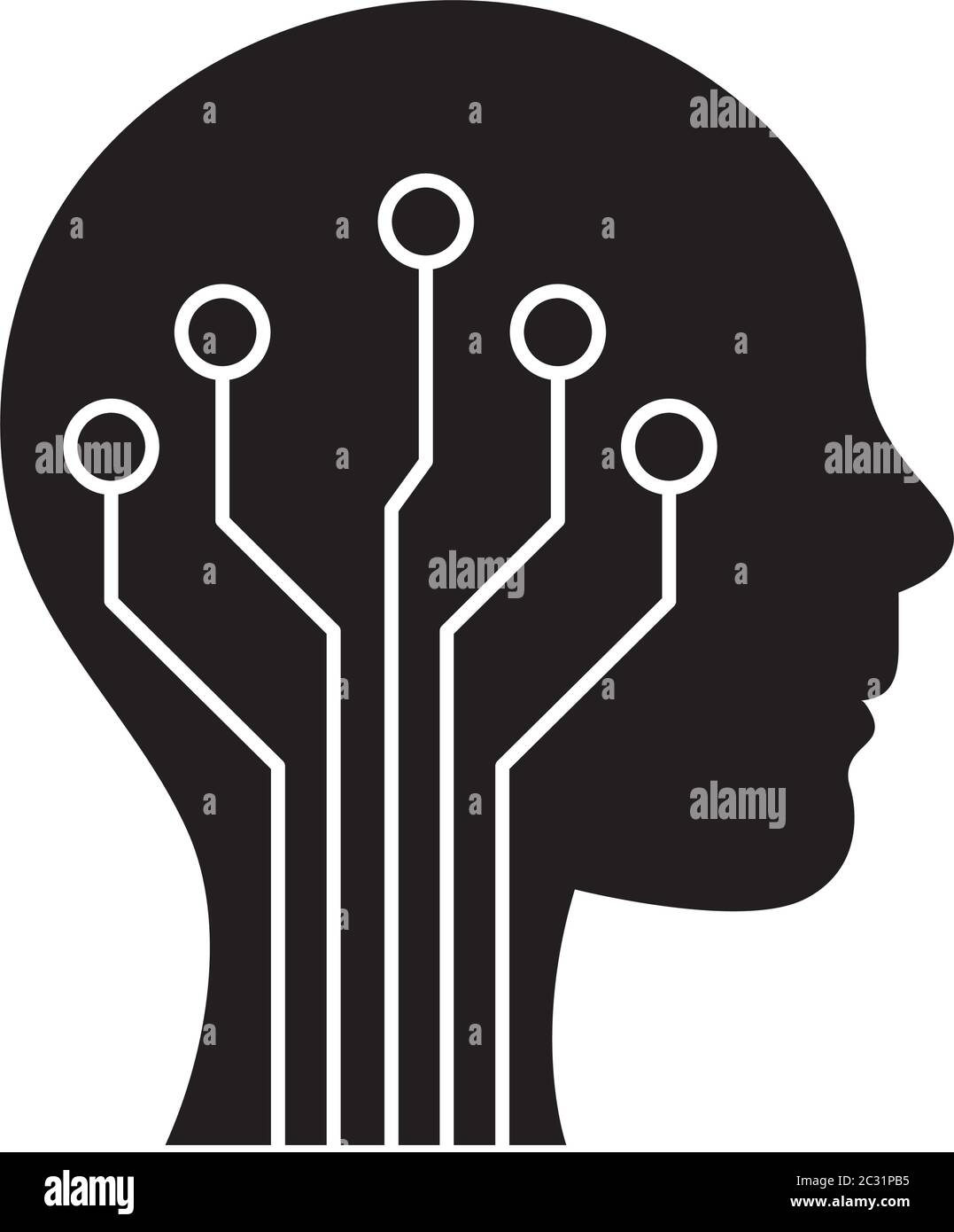 circuit inside human head silhouette style icon design, Innovation idea and creativity theme ...