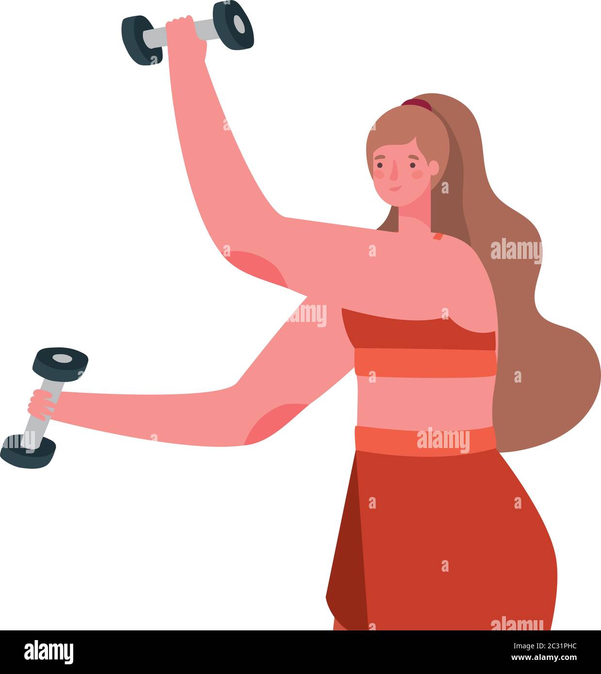 Woman cartoon with sportswear and weights design, Gym sport ...