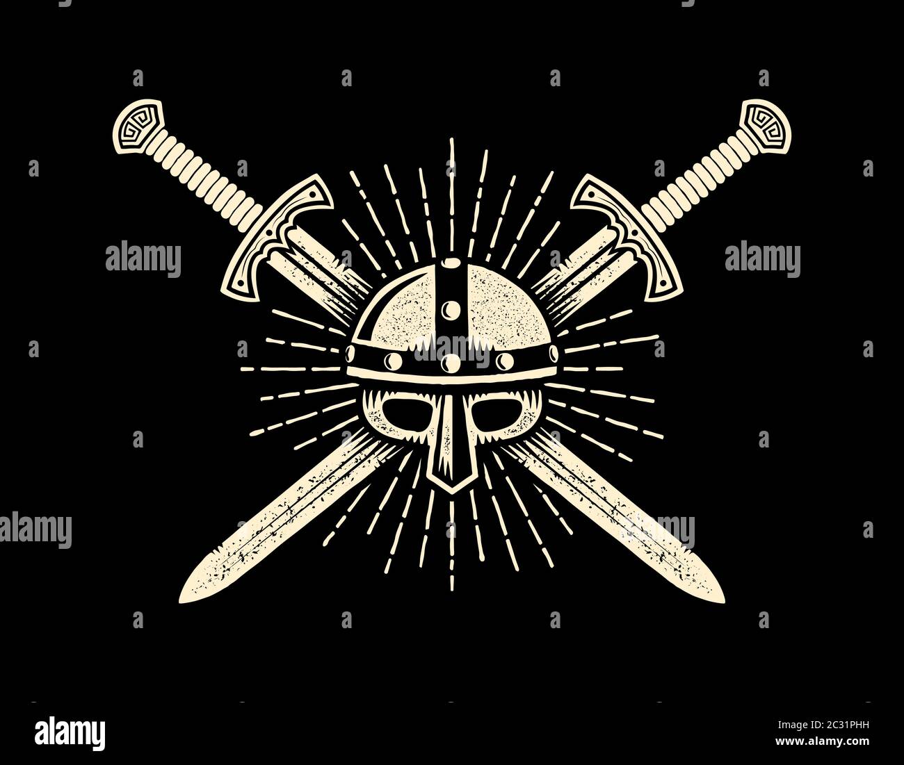 Medieval knightly emblem with helmet and crossed swords Stock Vector ...