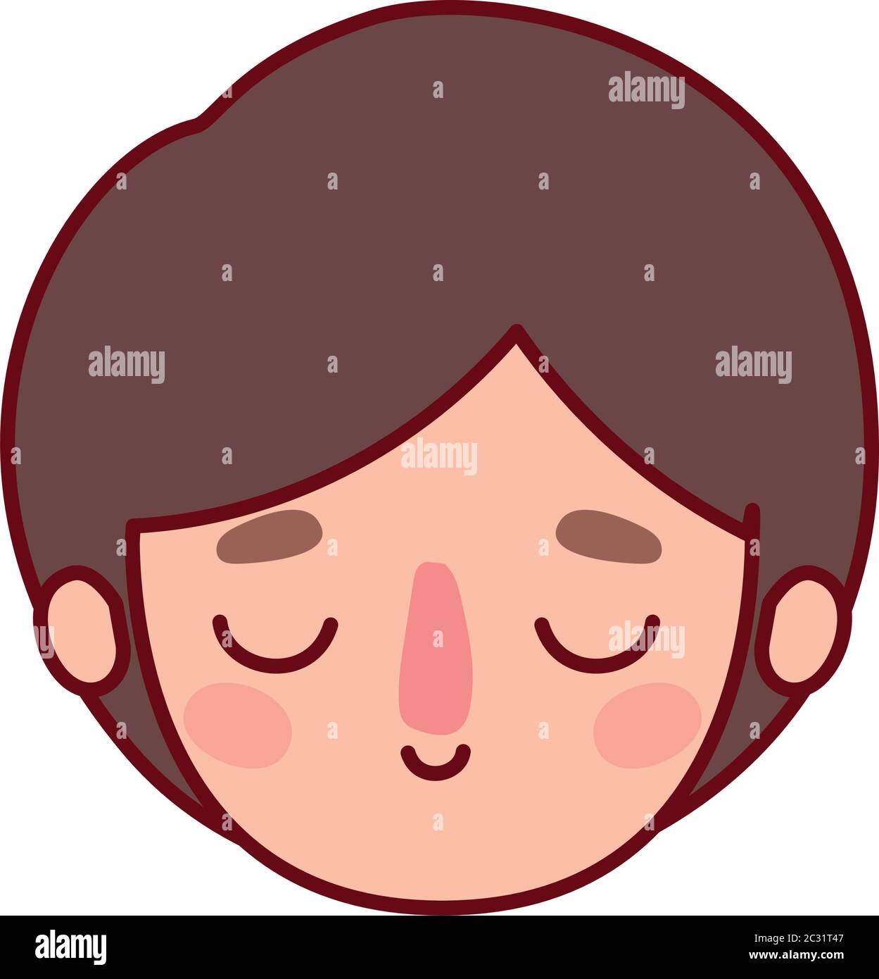 boy head cartoon with brown hair design, Kid childhood little people ...