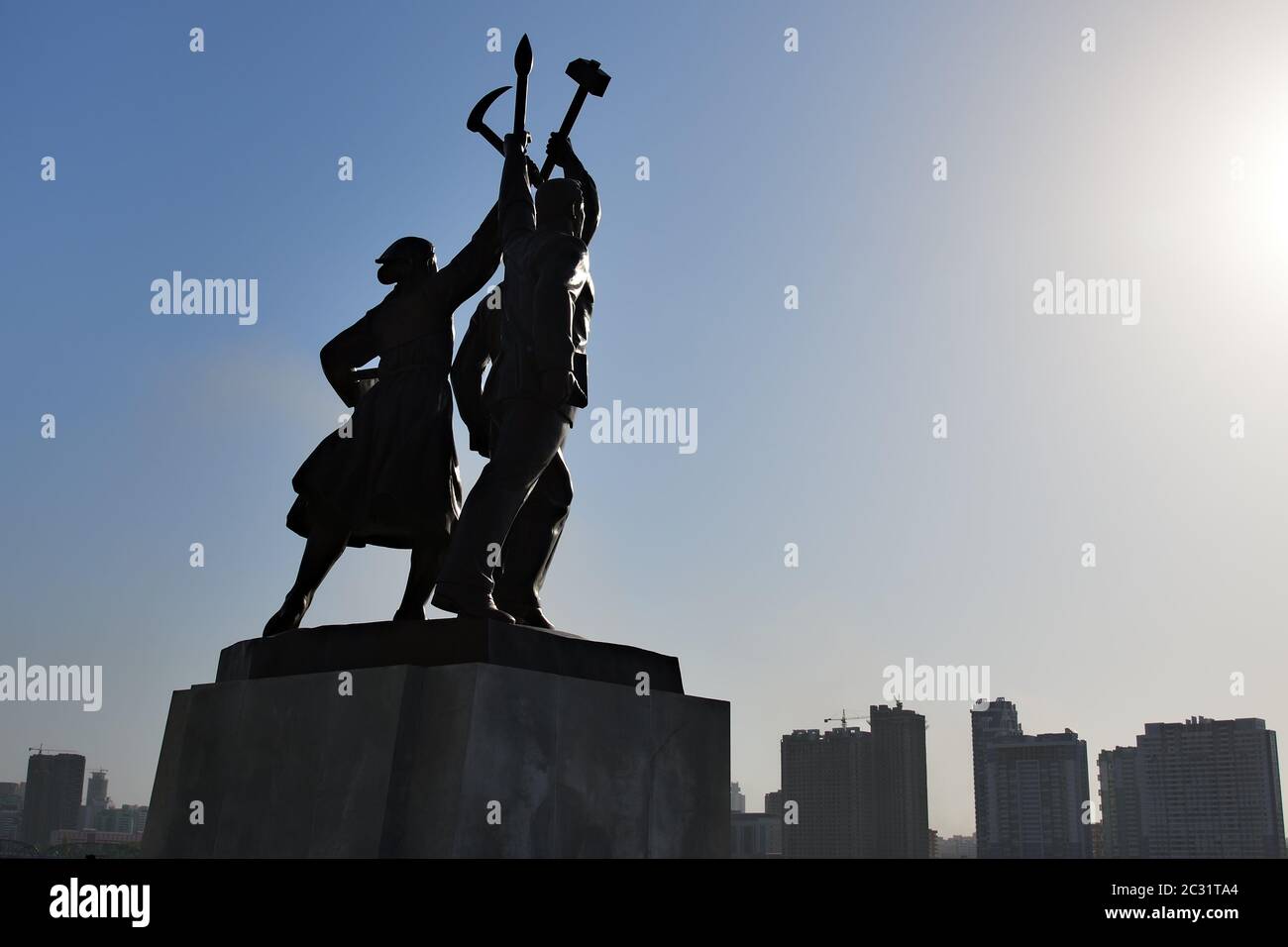Pyongyang, North Korea - May 1, 2019: Monument of the Juche Idea and ...