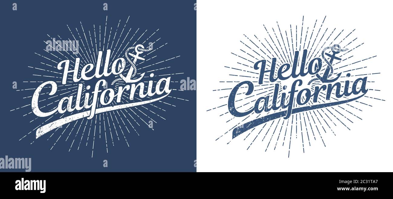 Hello California vintage stamp print in hipster style Stock Vector ...