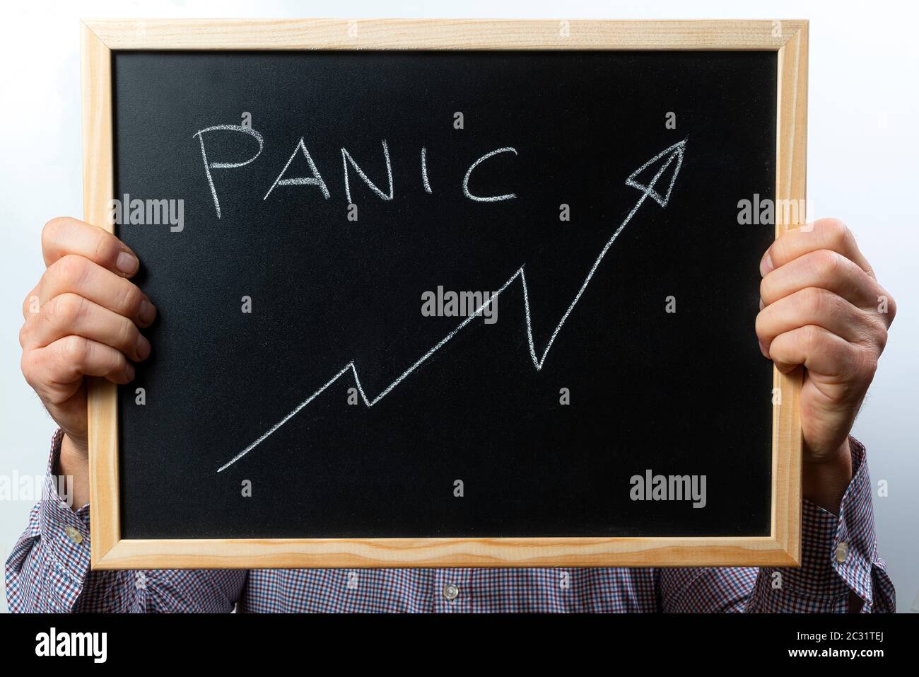 an indication of the growth trend of panic on a blackboard Stock Photo ...