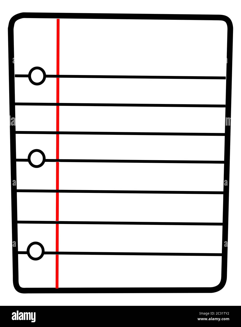 paper notebook lines blank sheet document white red illustration Stock ...