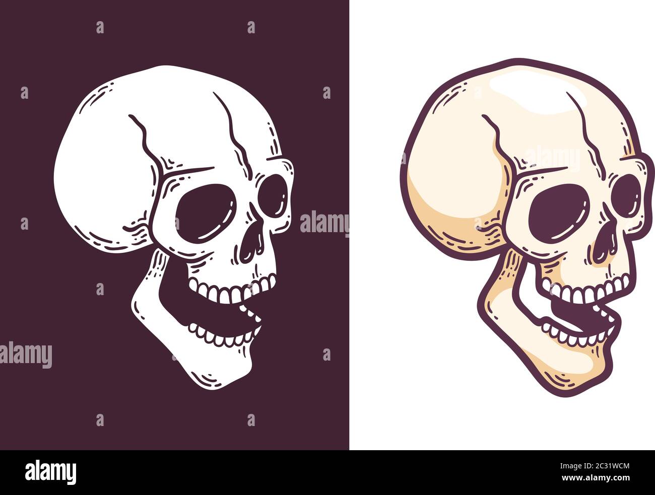 Open Mouth Skull Side View