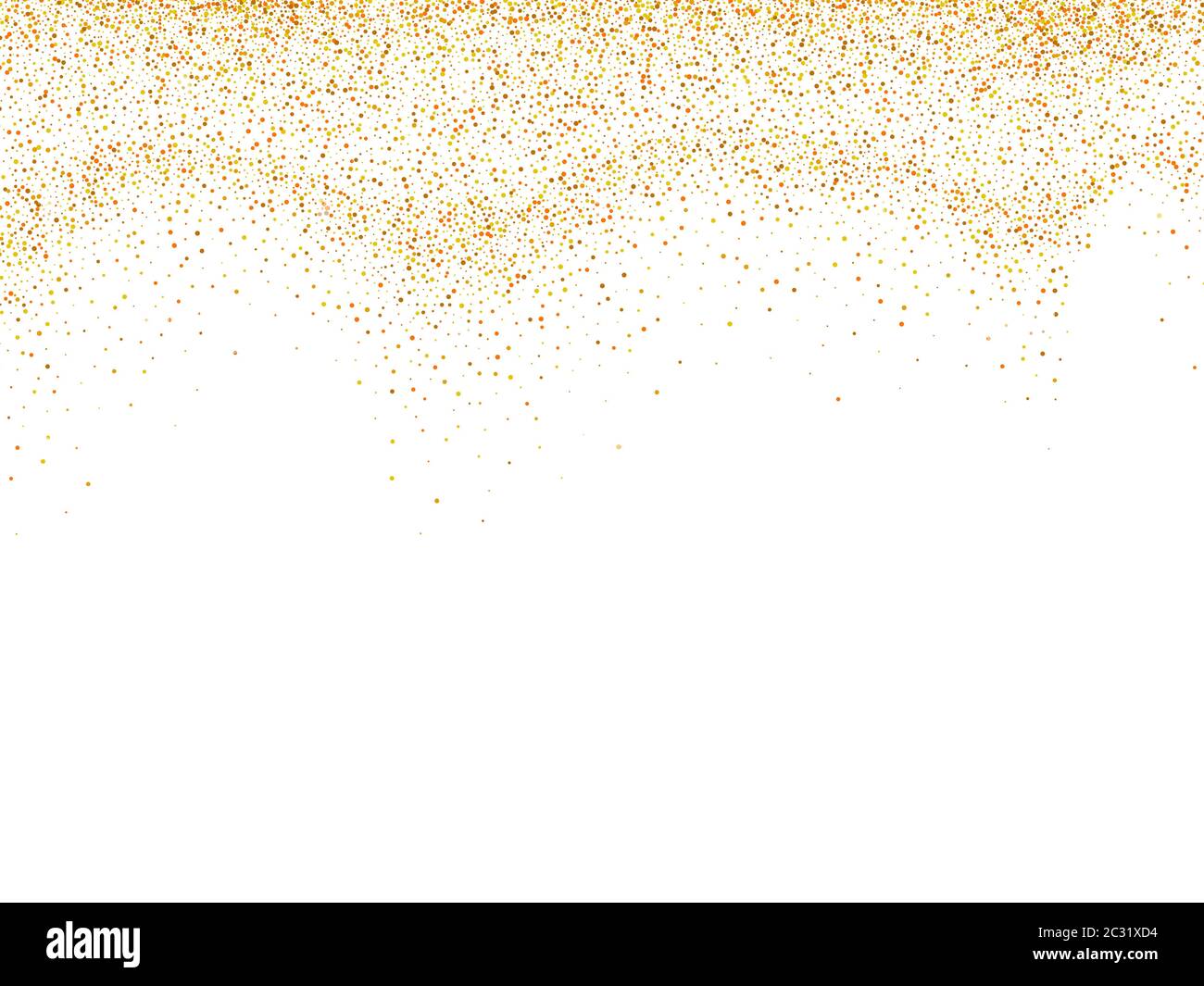 Abstract pattern of random falling golden dots on white background ...