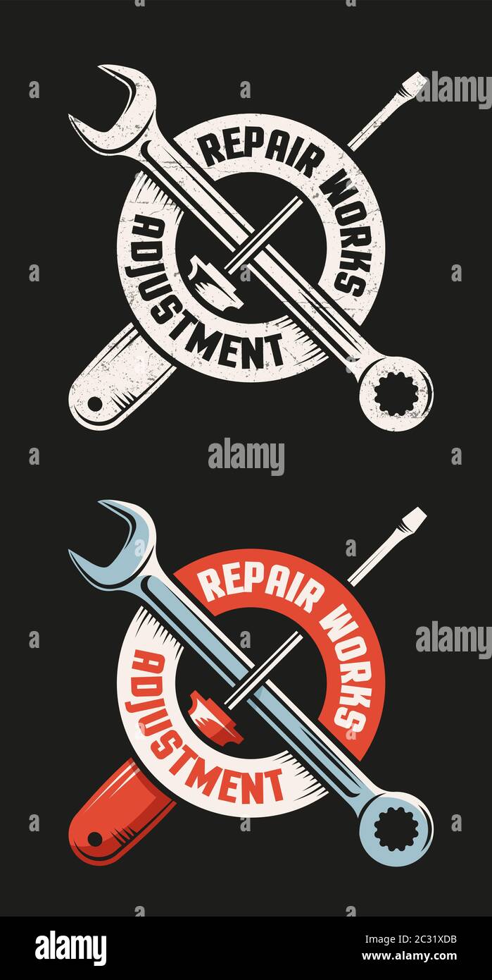 Machinery repair emblem hi-res stock photography and images - Alamy