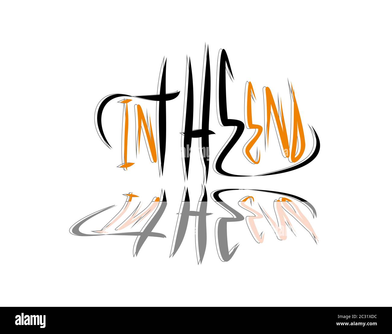 In The End lettering text on white background in vector illustration ...