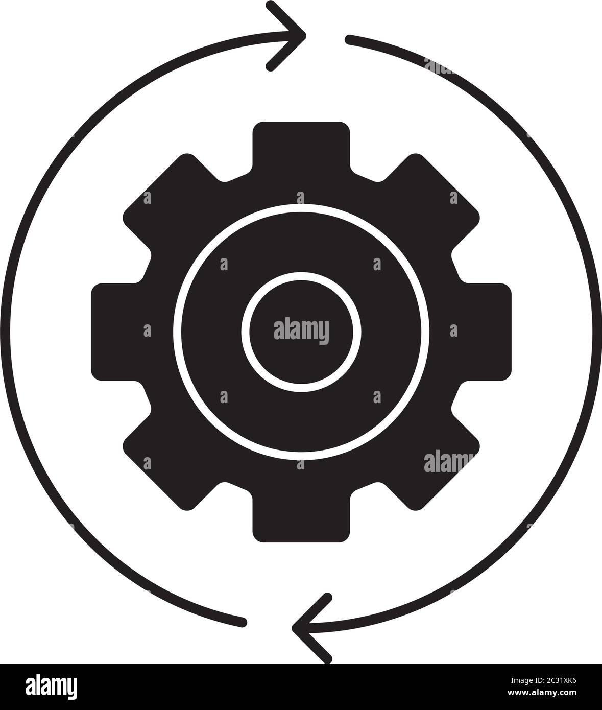 gear with arrows silhouette style icon design, Innovation idea and ...