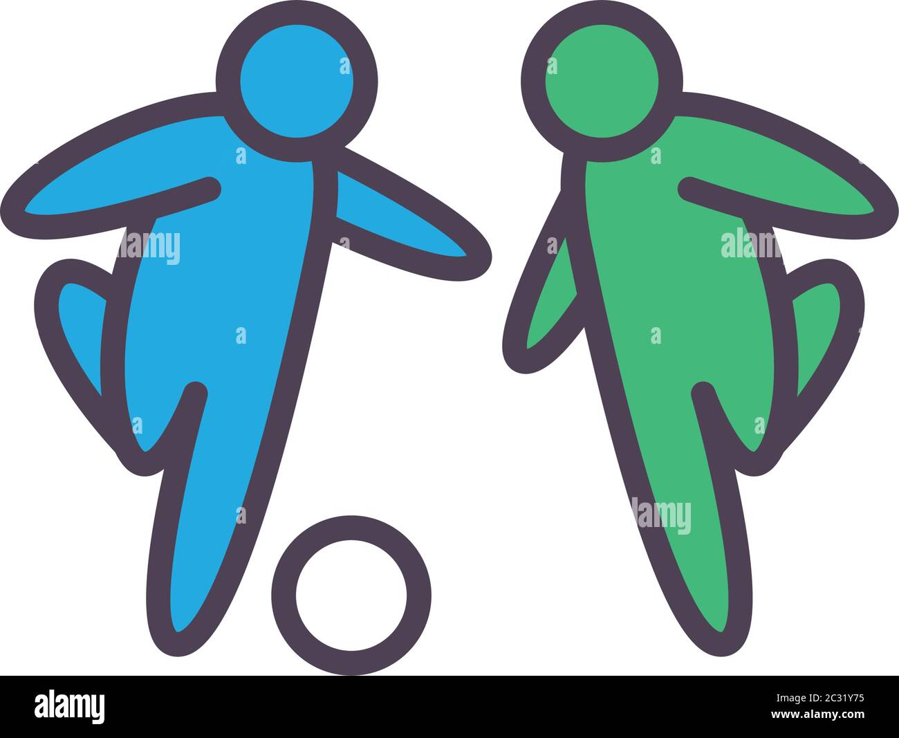 avatars players with ball line and fill style icon design, Soccer ...