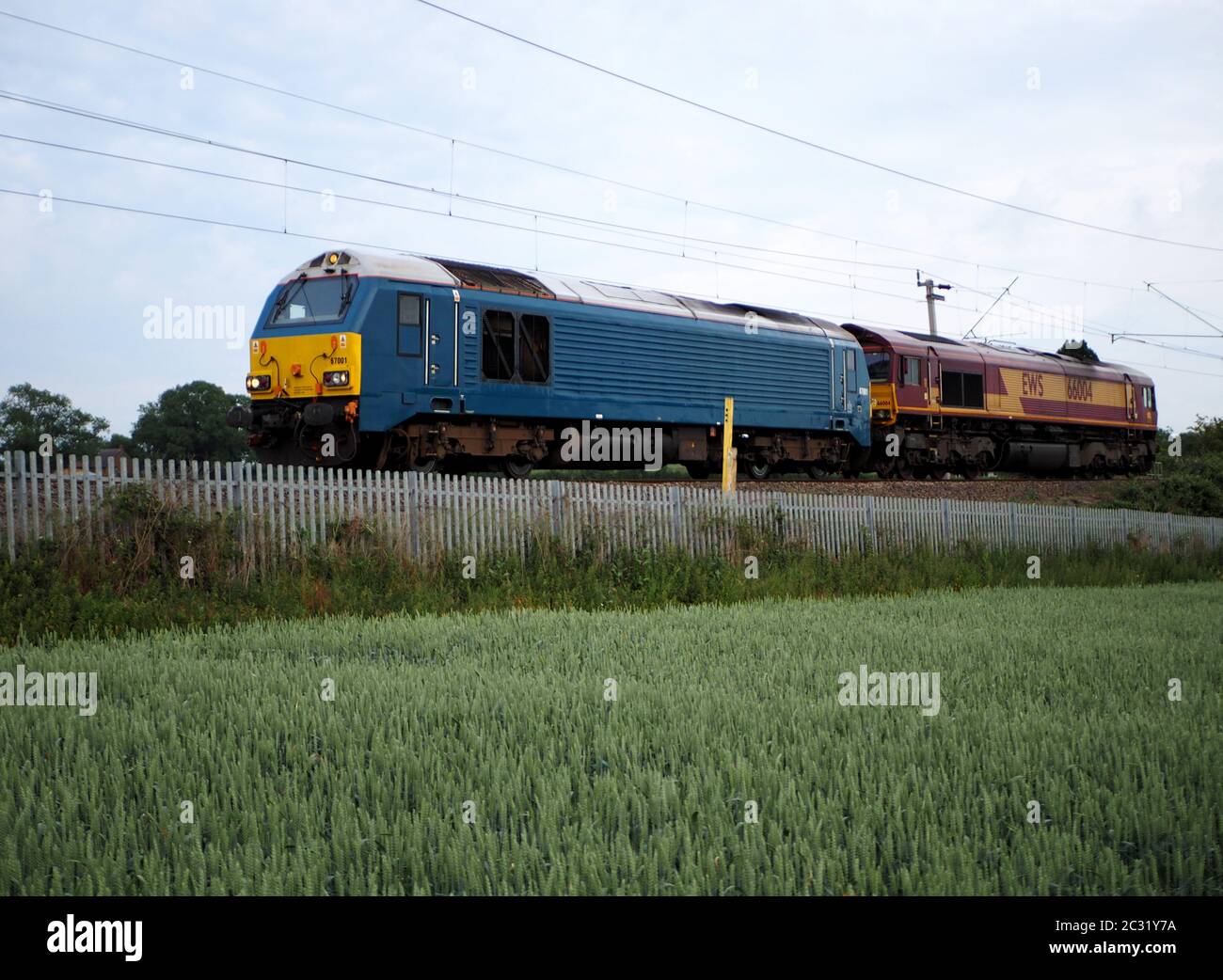 DB Schenker Class 67 67001 Light Locomotive drags a Class 66 66004 from ...