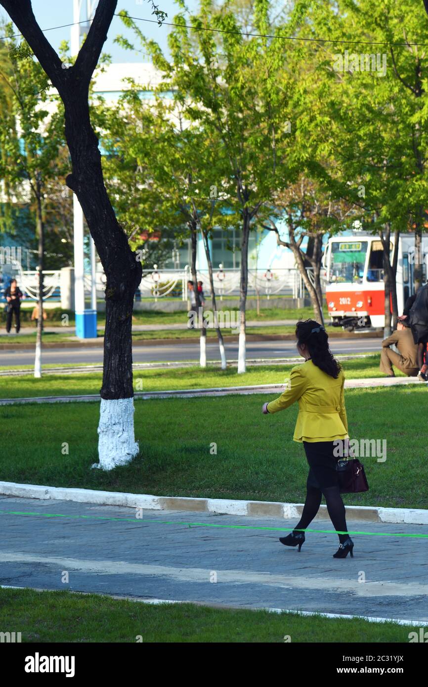 Pyongyang street woman hi-res stock photography and images - Alamy