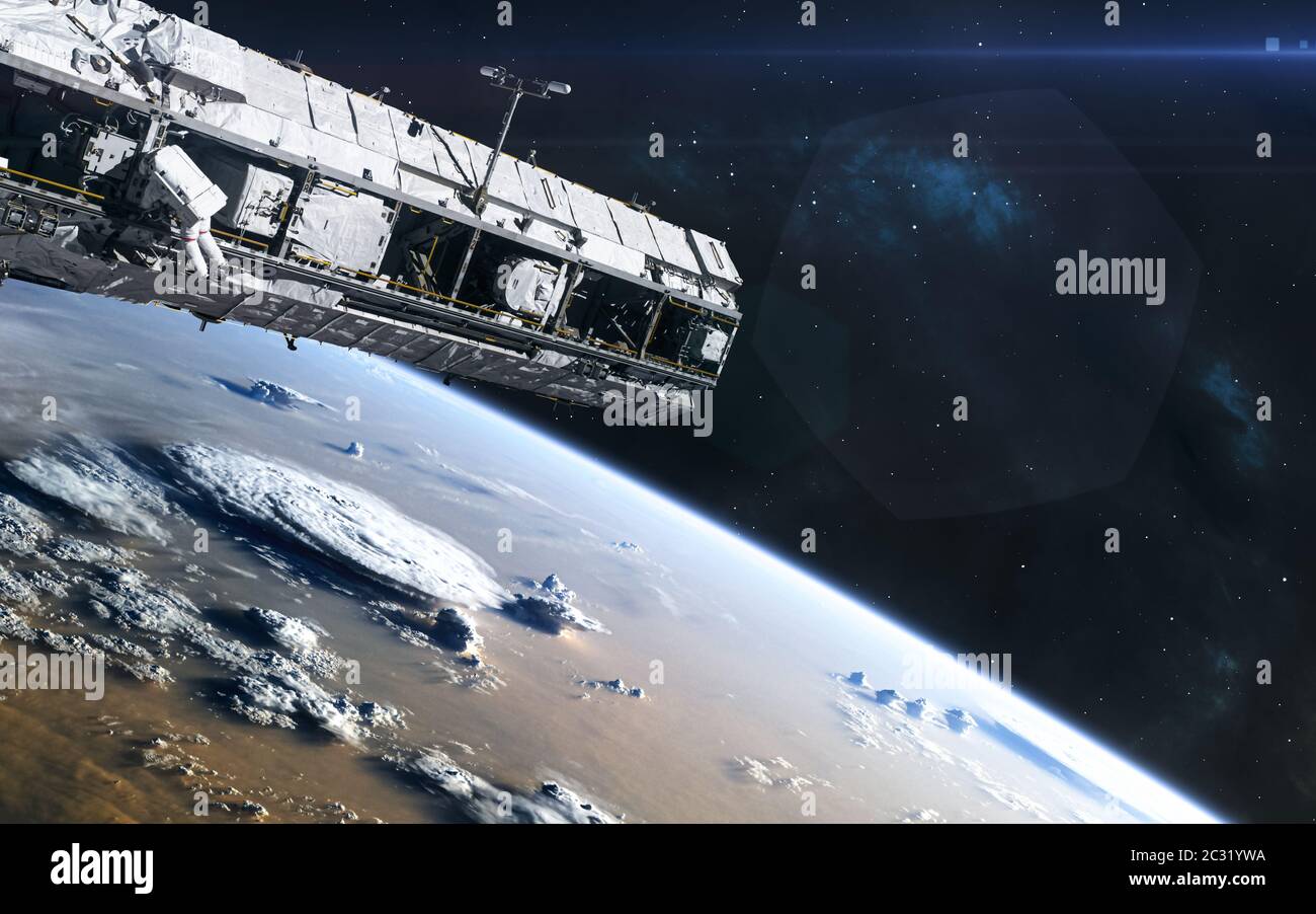 Earth orbit. ISS. Solar system Stock Photo - Alamy