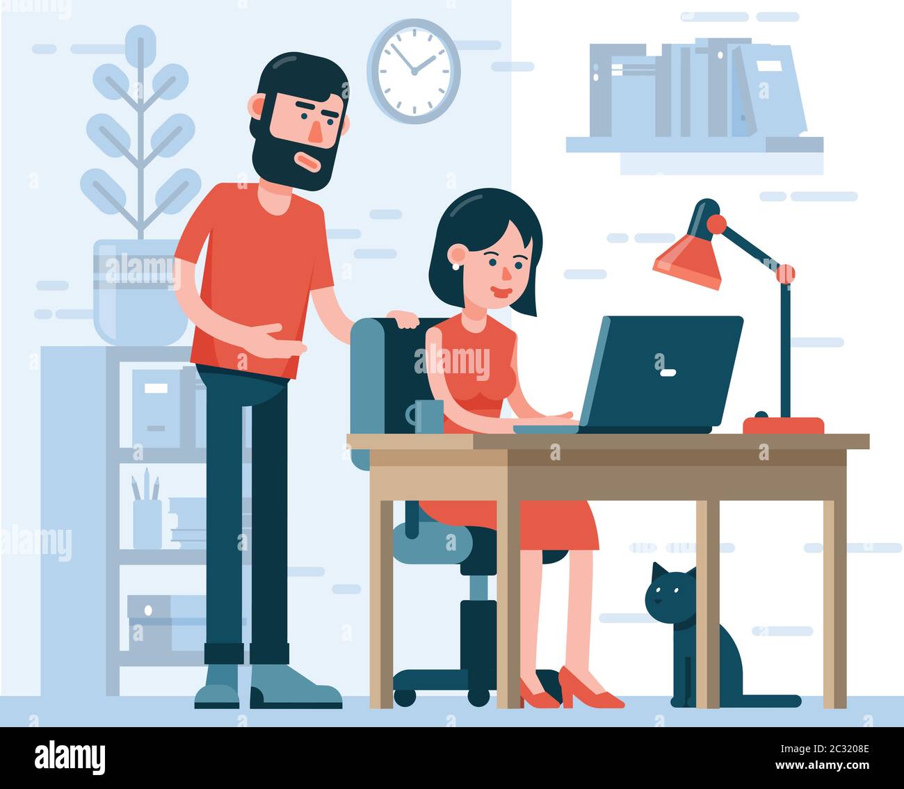 Couple work on laptop Stock Vector Images - Alamy