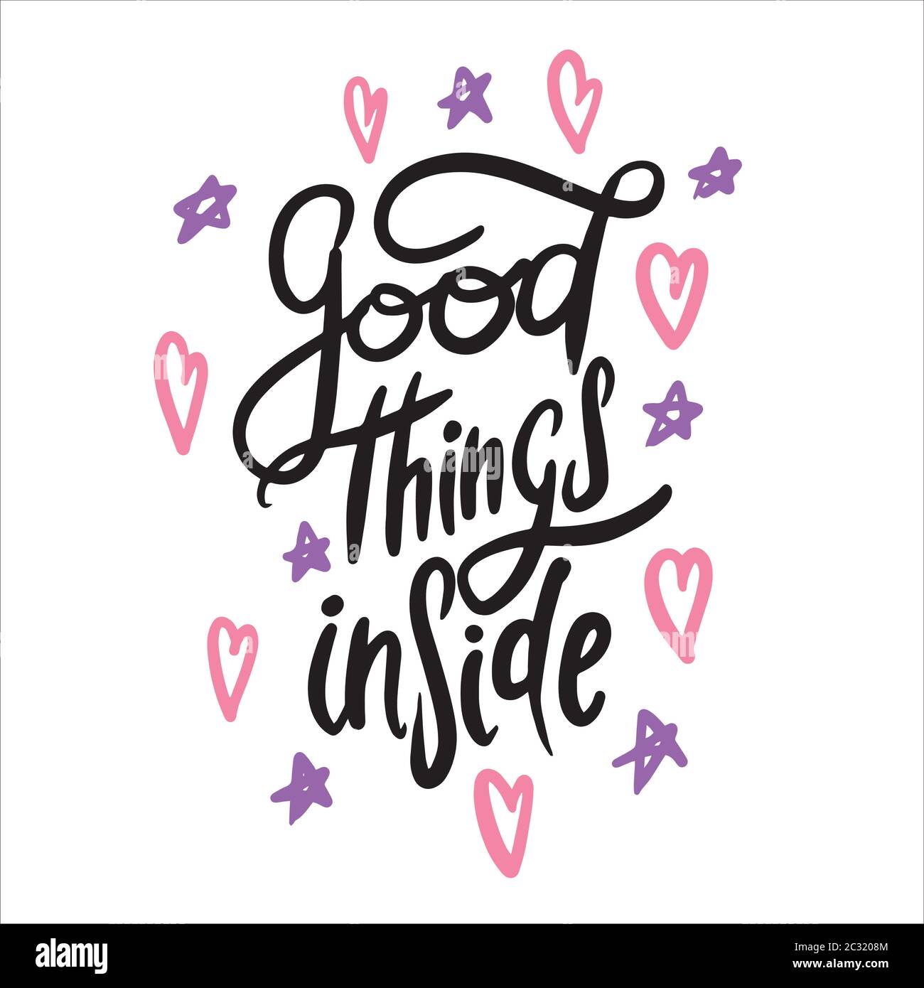Good things inside lettering. Vector typography template. Postcard ...