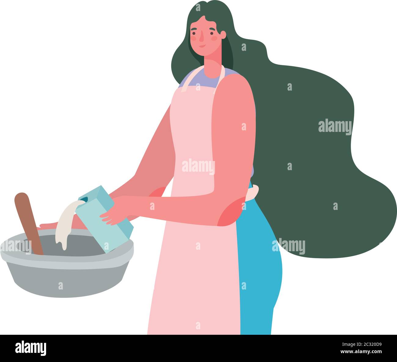 Woman cartoon cooking with bowl and apron design, Cook kitchen eat and ...