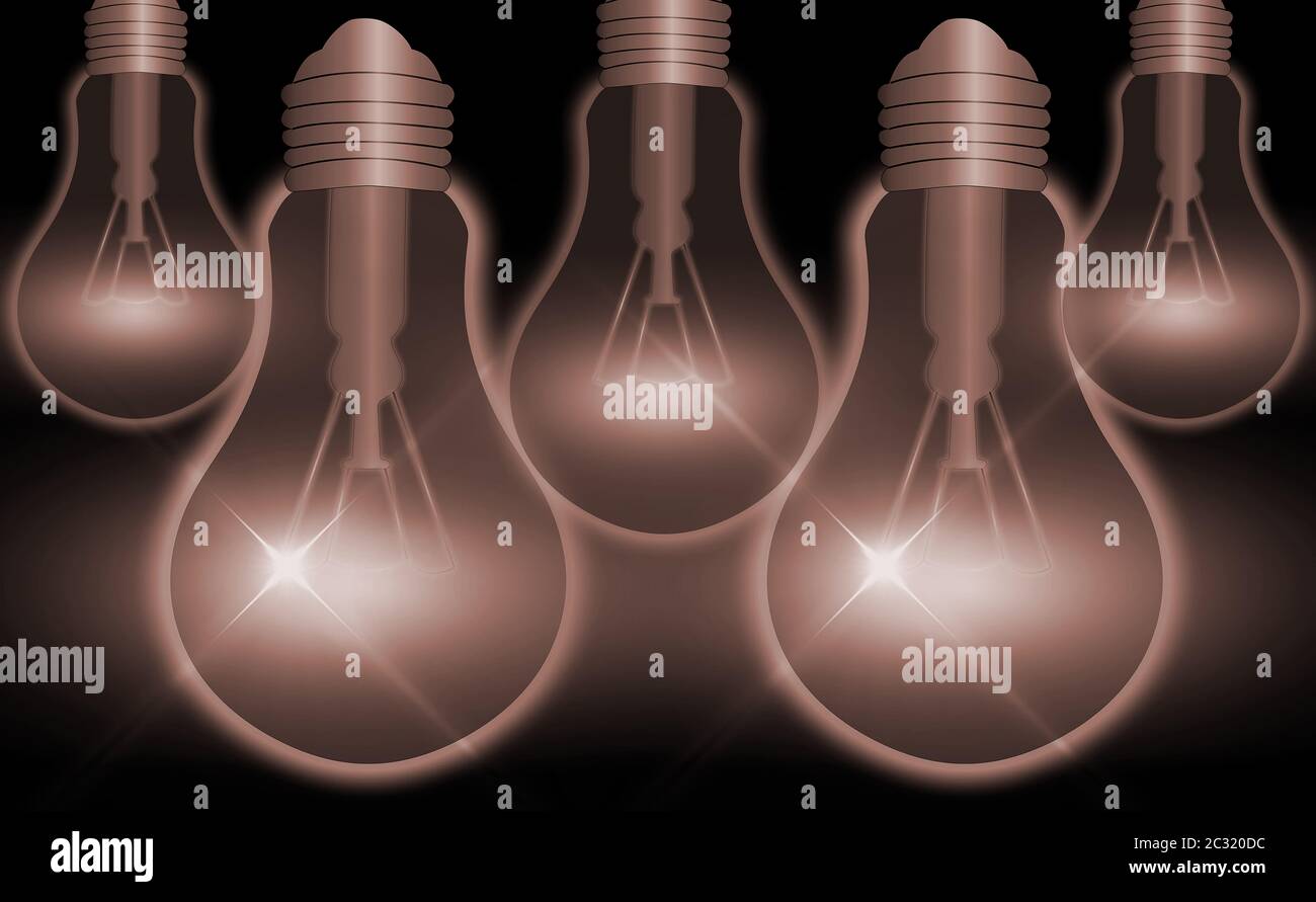 Realistic Colored Vintage Light Bulbs, Idea Sign Solution Thinking ...