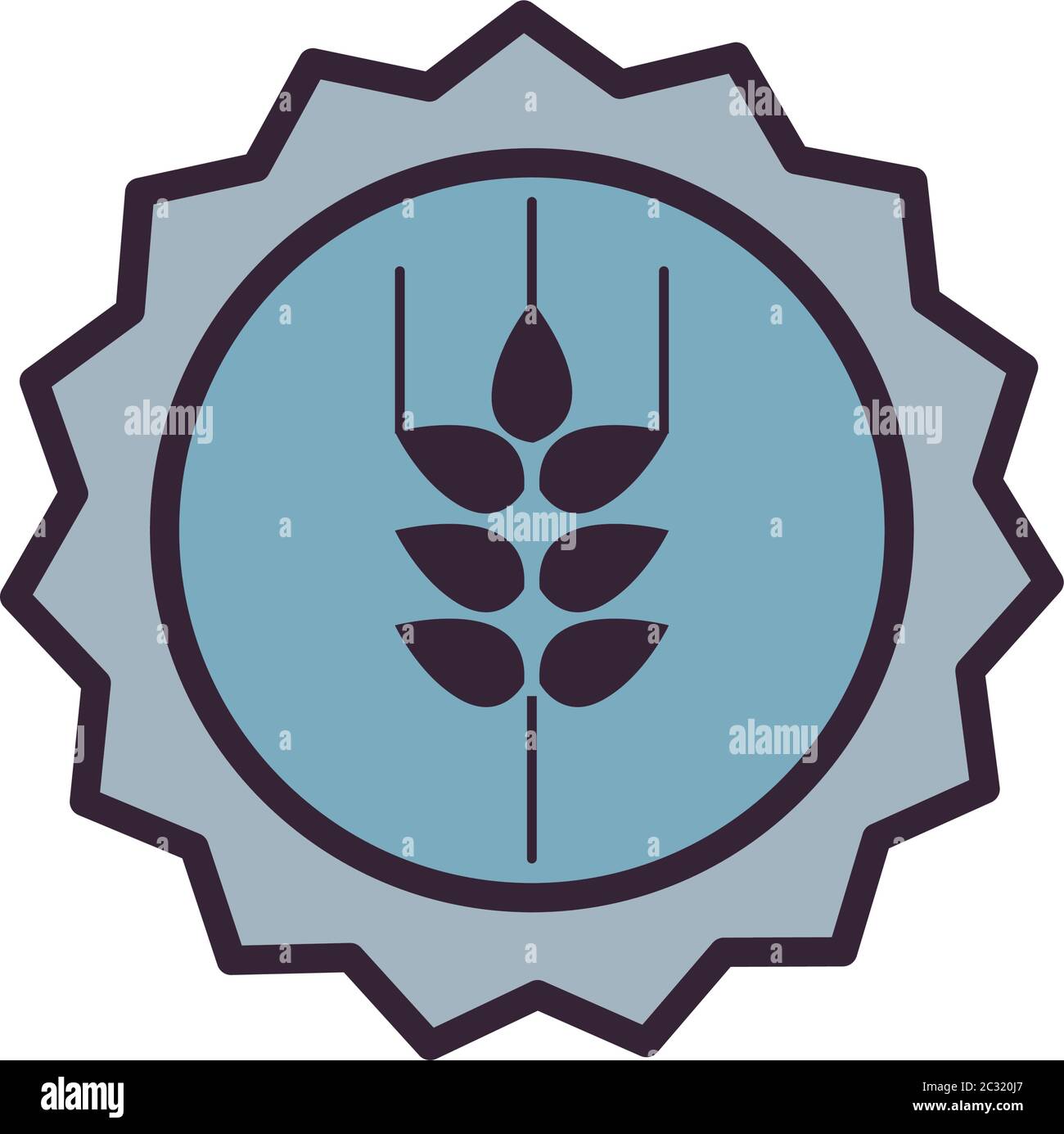 Wheat ear on seal stamp line and fill style icon design, Food grain and ...