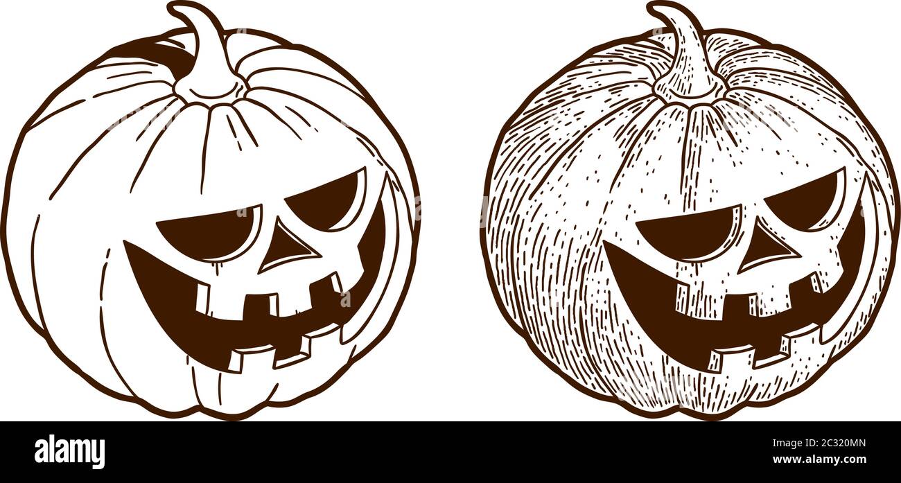 Monochrome jack lantern scary halloween Stock Vector Images - Alamy