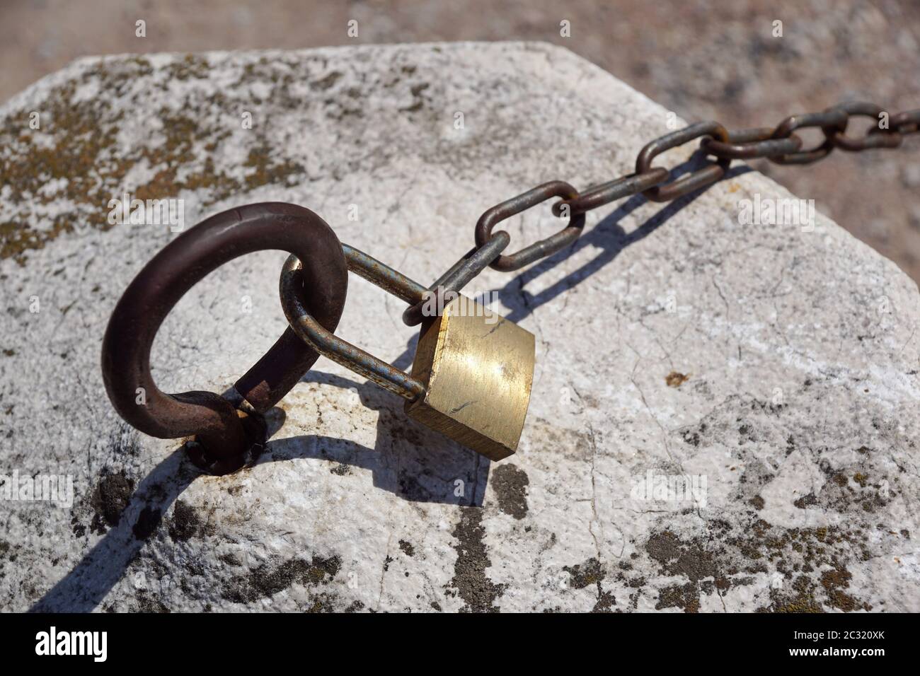 padlock hanging on chain For protection security area Stock Photo - Alamy