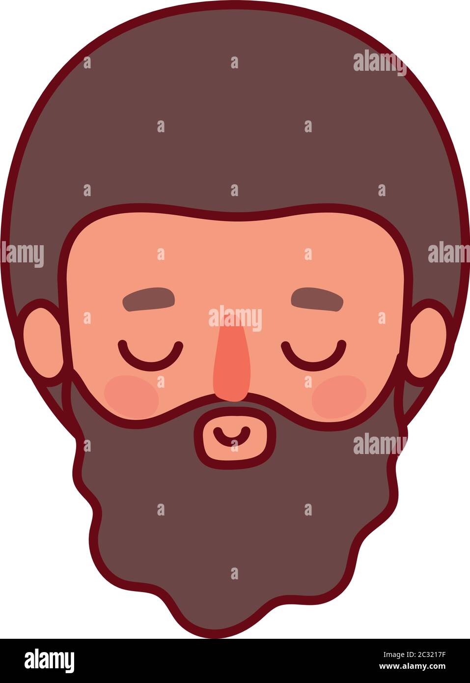head man cartoon with beard and brown hair design, Boy male person ...