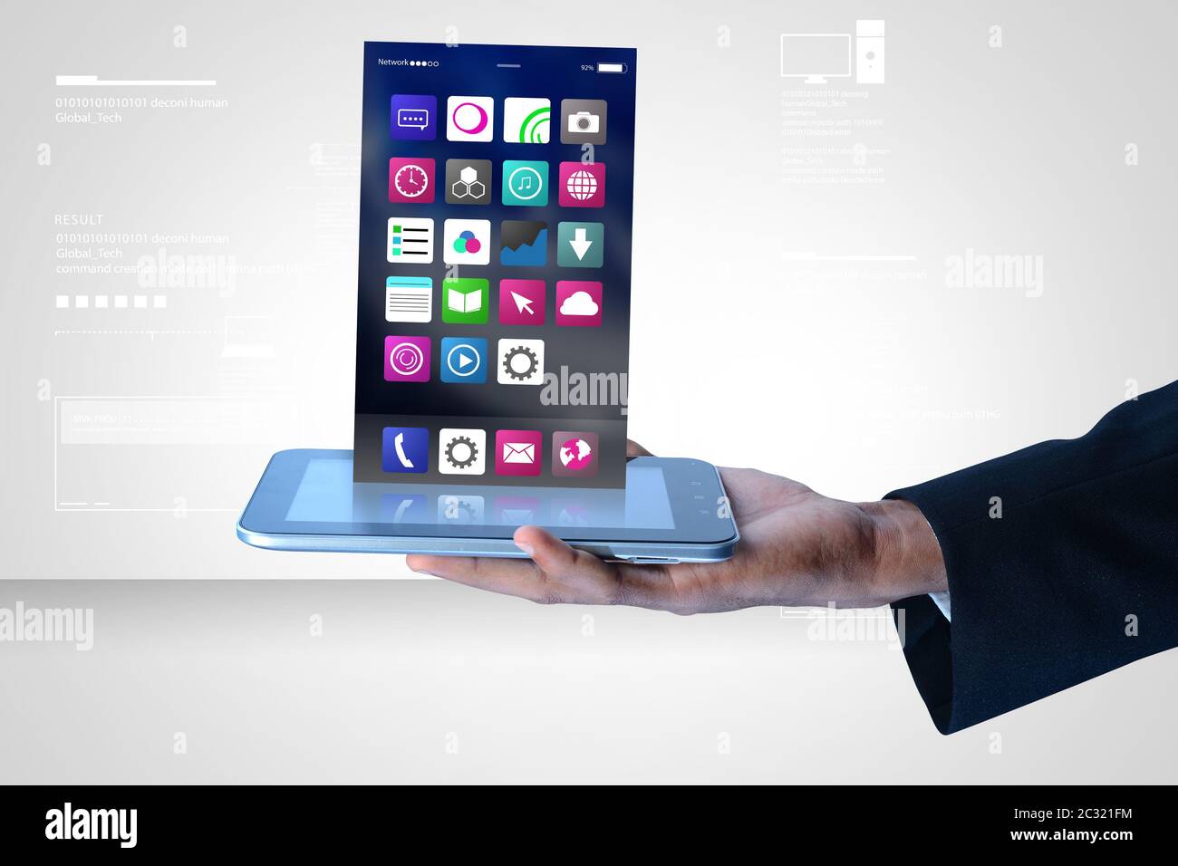 Man showing app icons Stock Photo - Alamy