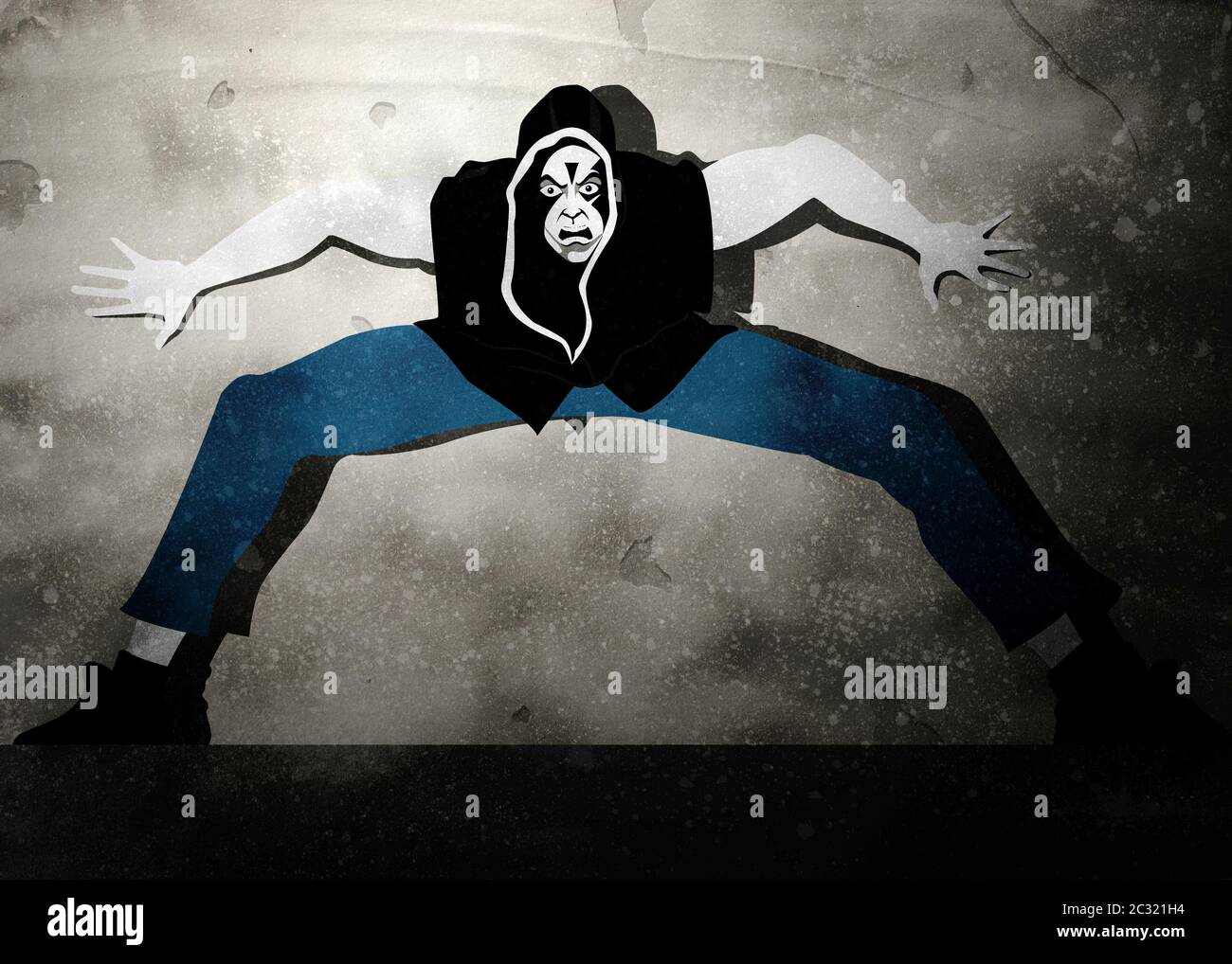 Illustration of a cornered man against a wall Traditional + digital ...