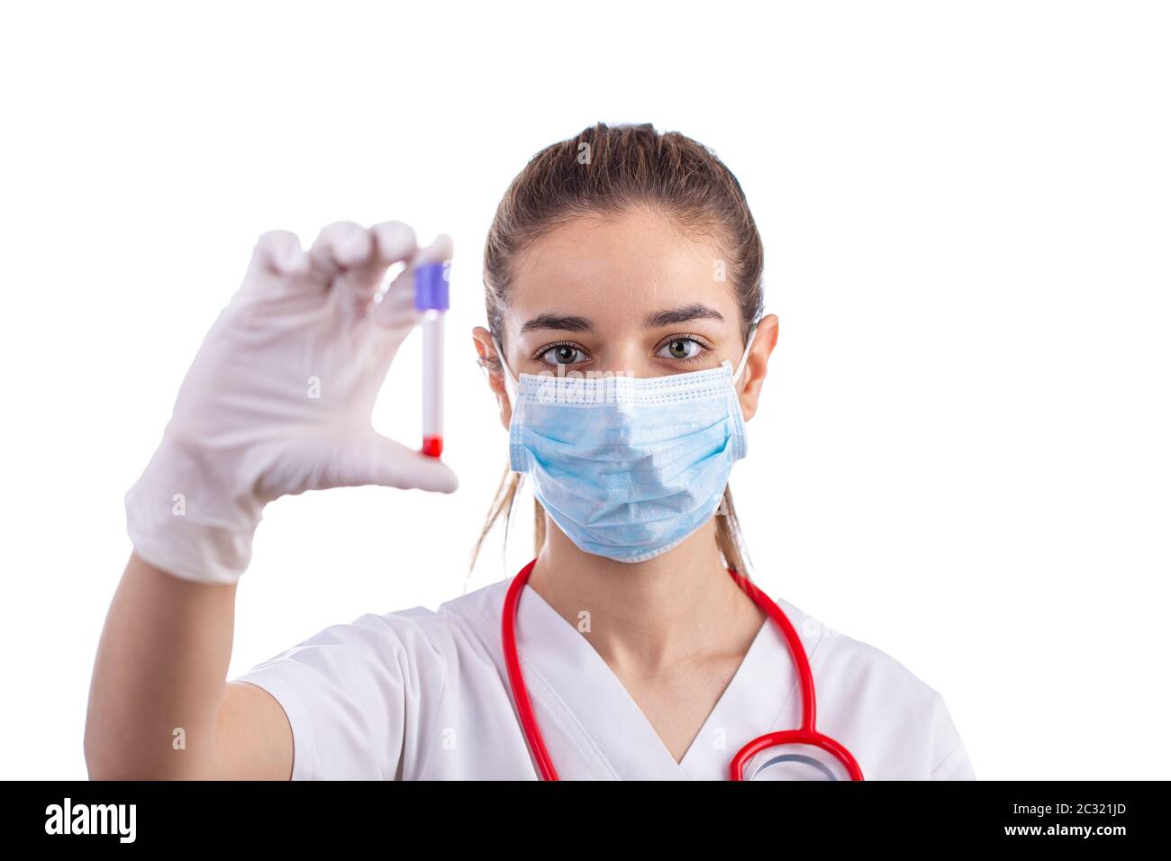 Doctor with a sample blood test tube Stock Photo - Alamy