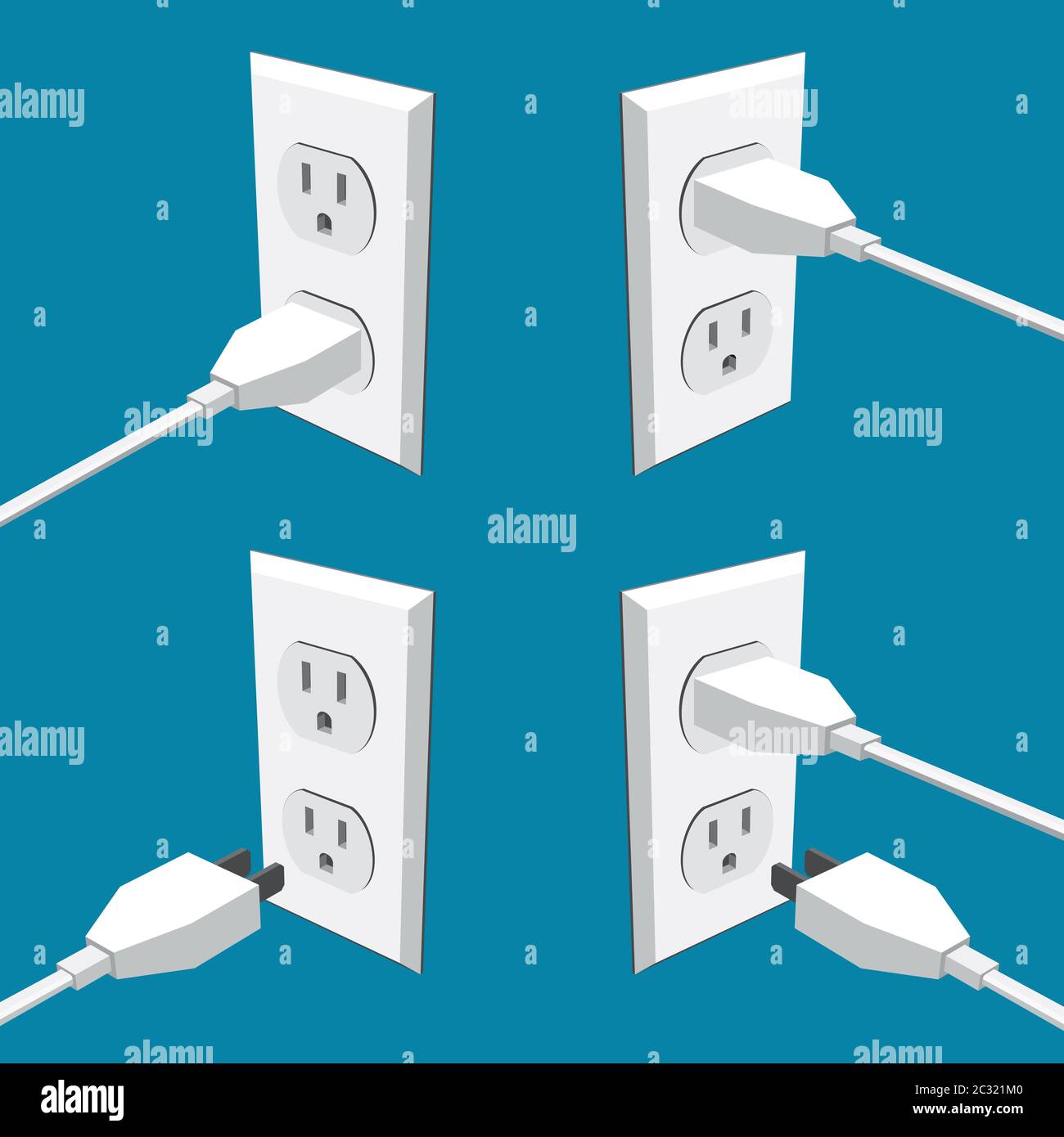 Four american abstract wall outlets with two inputs and plugs Stock ...