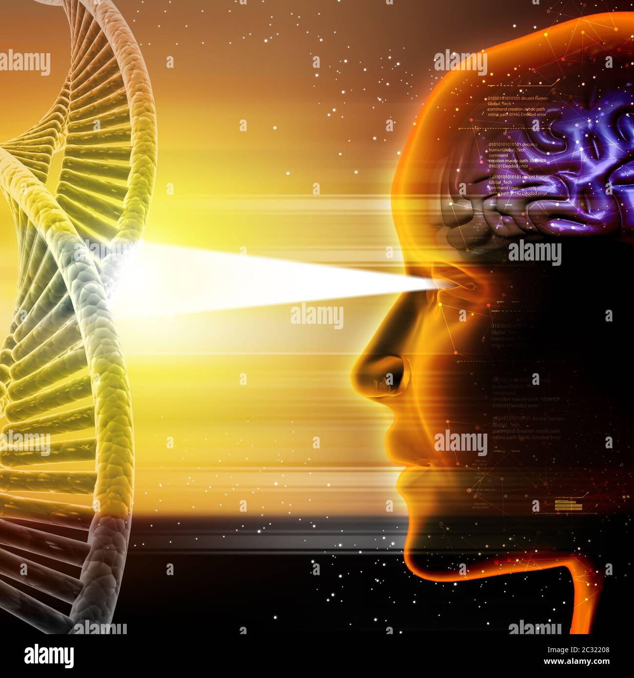 Man head and dna with cosmic energy Stock Photo - Alamy