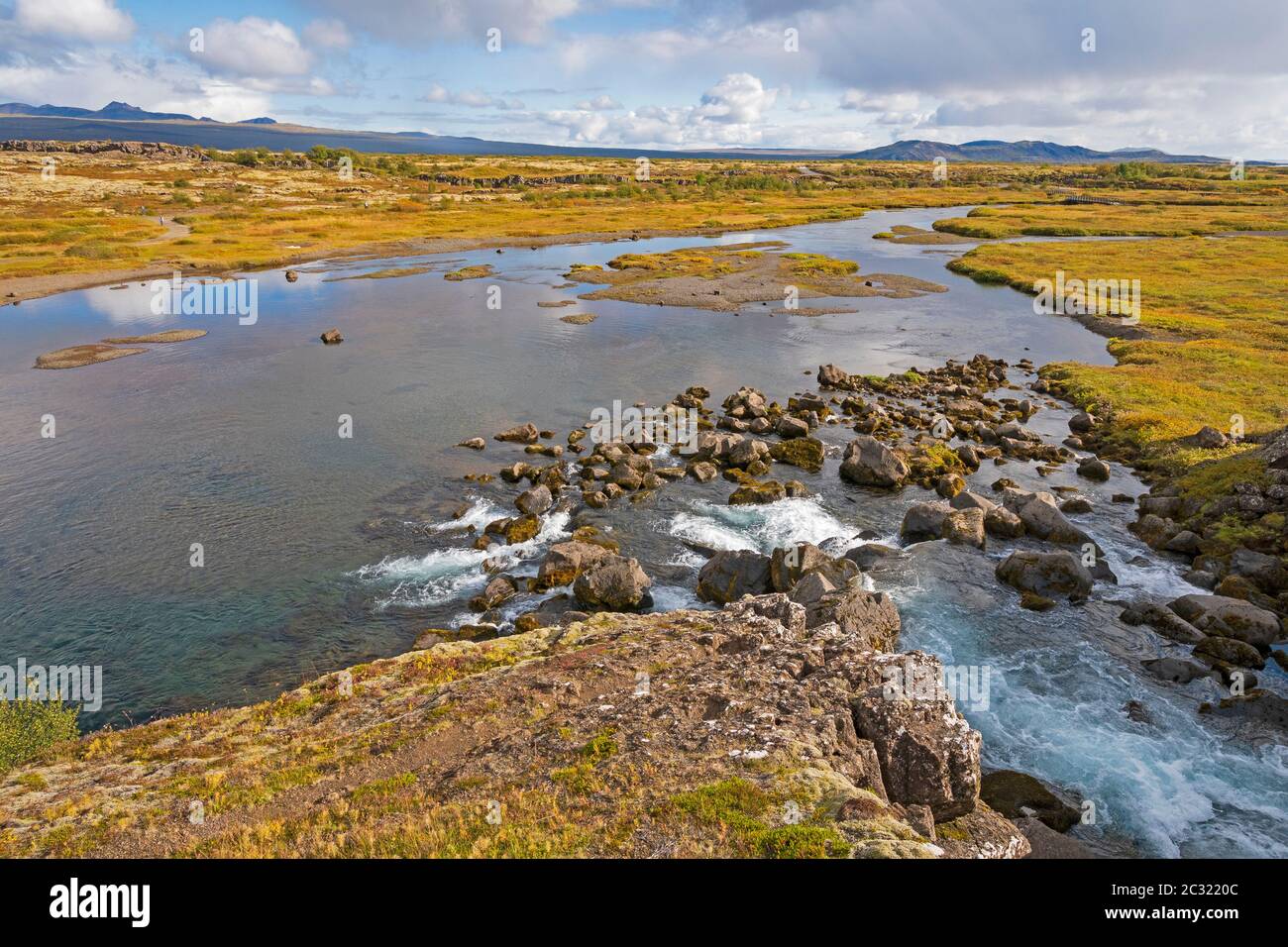 Clear Waters on a Sunny Day in the Tundra at Thingvellir National Park ...