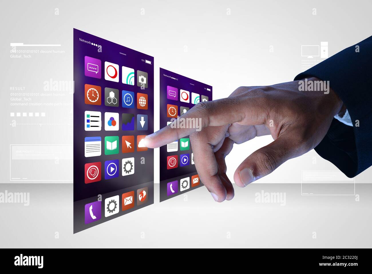 Man showing app icons Stock Photo - Alamy