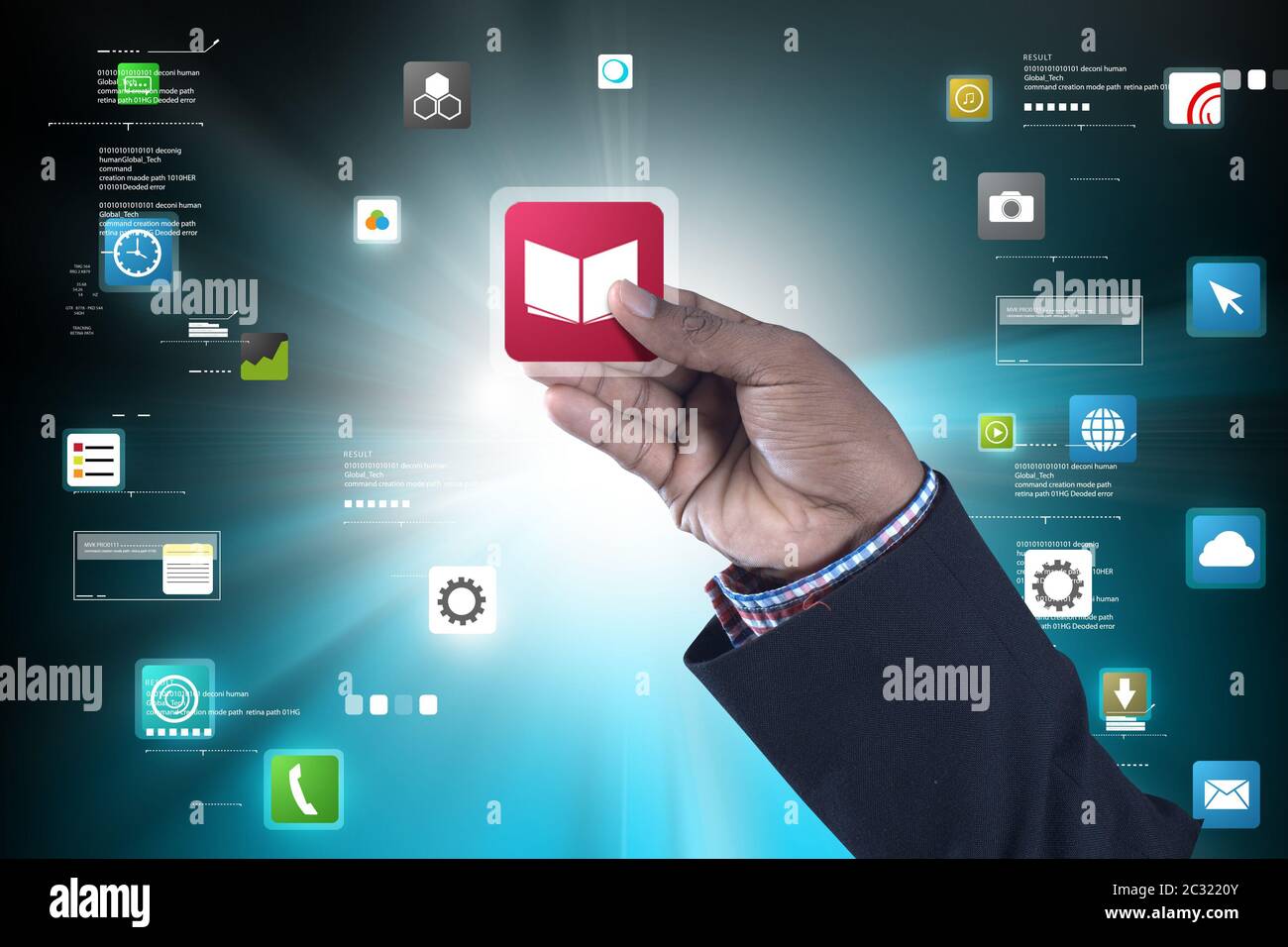 Man showing app icon Stock Photo - Alamy