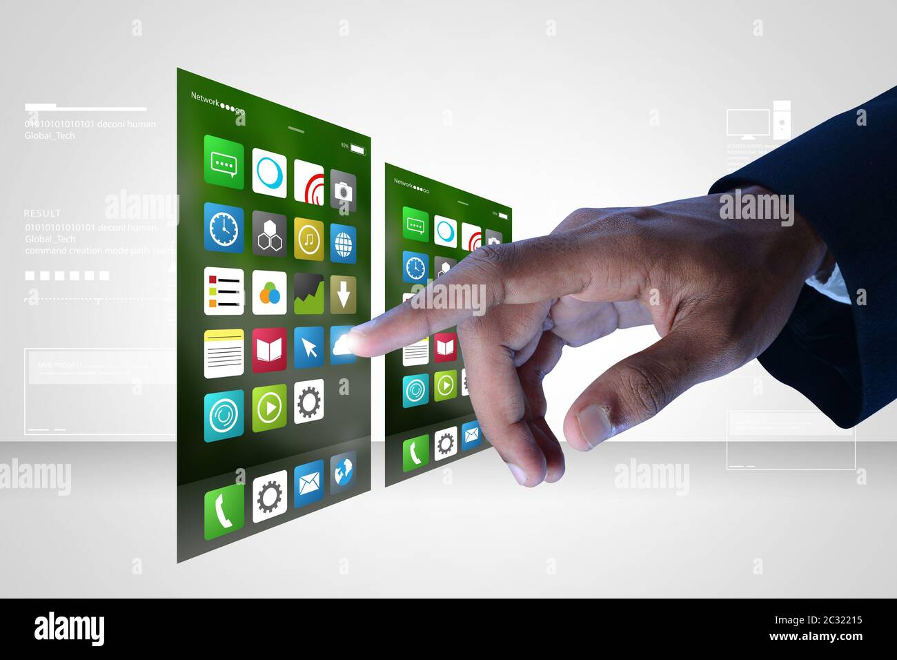 Man showing app icons Stock Photo - Alamy