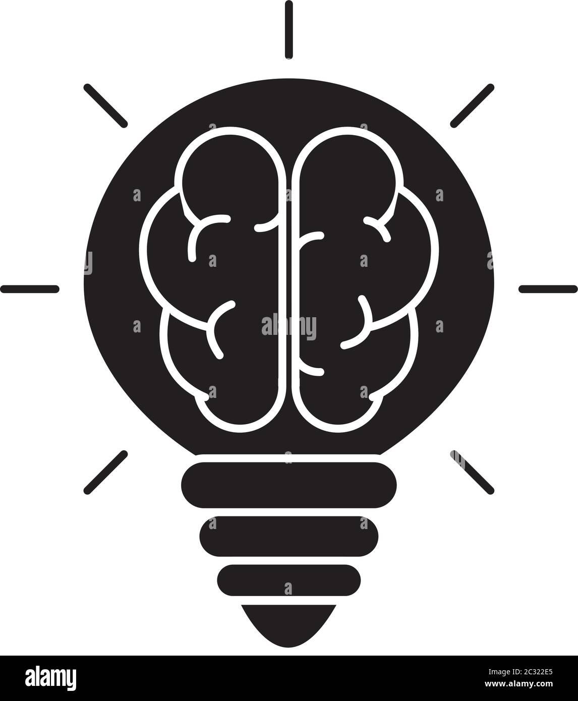 brain inside light bulb silhouette style icon design, Innovation idea and creativity theme ...