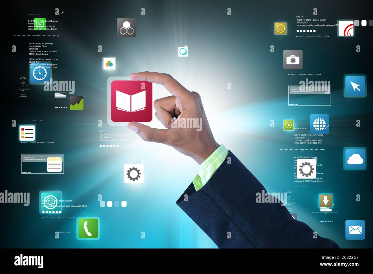 Man showing app icon Stock Photo - Alamy