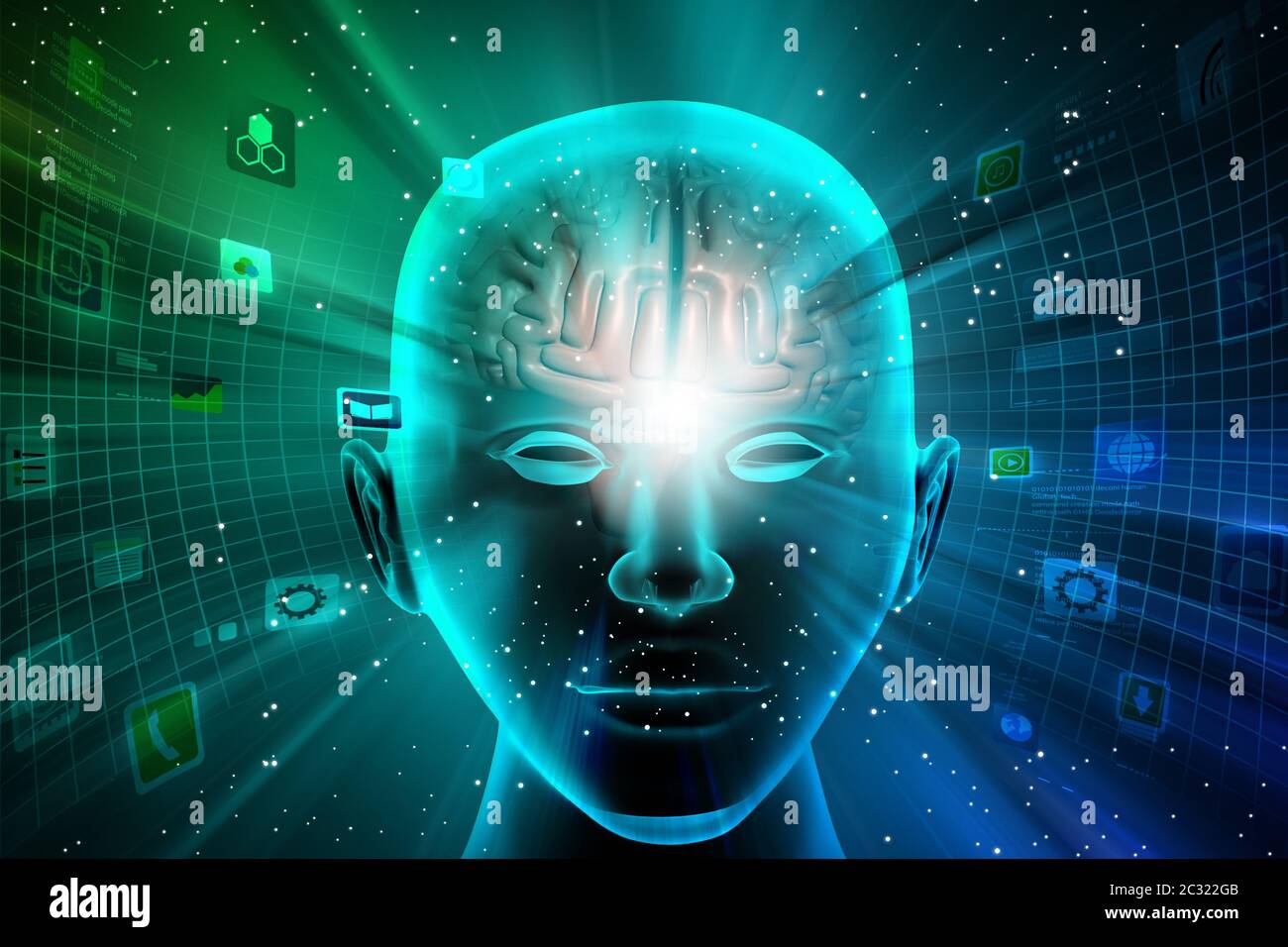 Women head with lighting Stock Photo - Alamy