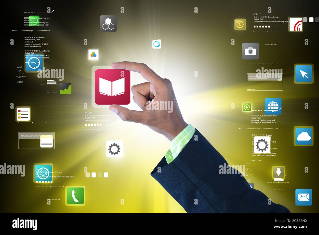 Man showing app icon Stock Photo - Alamy