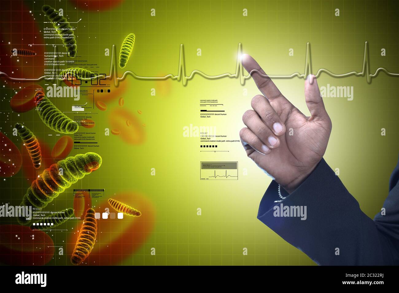 Man showing dna and bacteria Stock Photo - Alamy