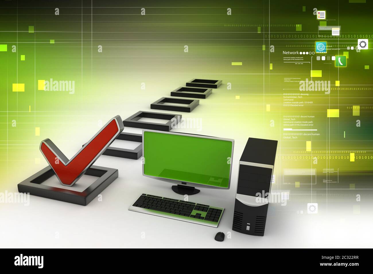 personal computer with a check mark Stock Photo - Alamy