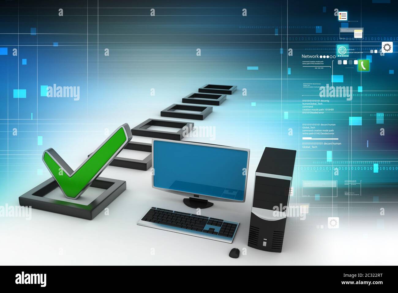 personal computer with a check mark Stock Photo - Alamy