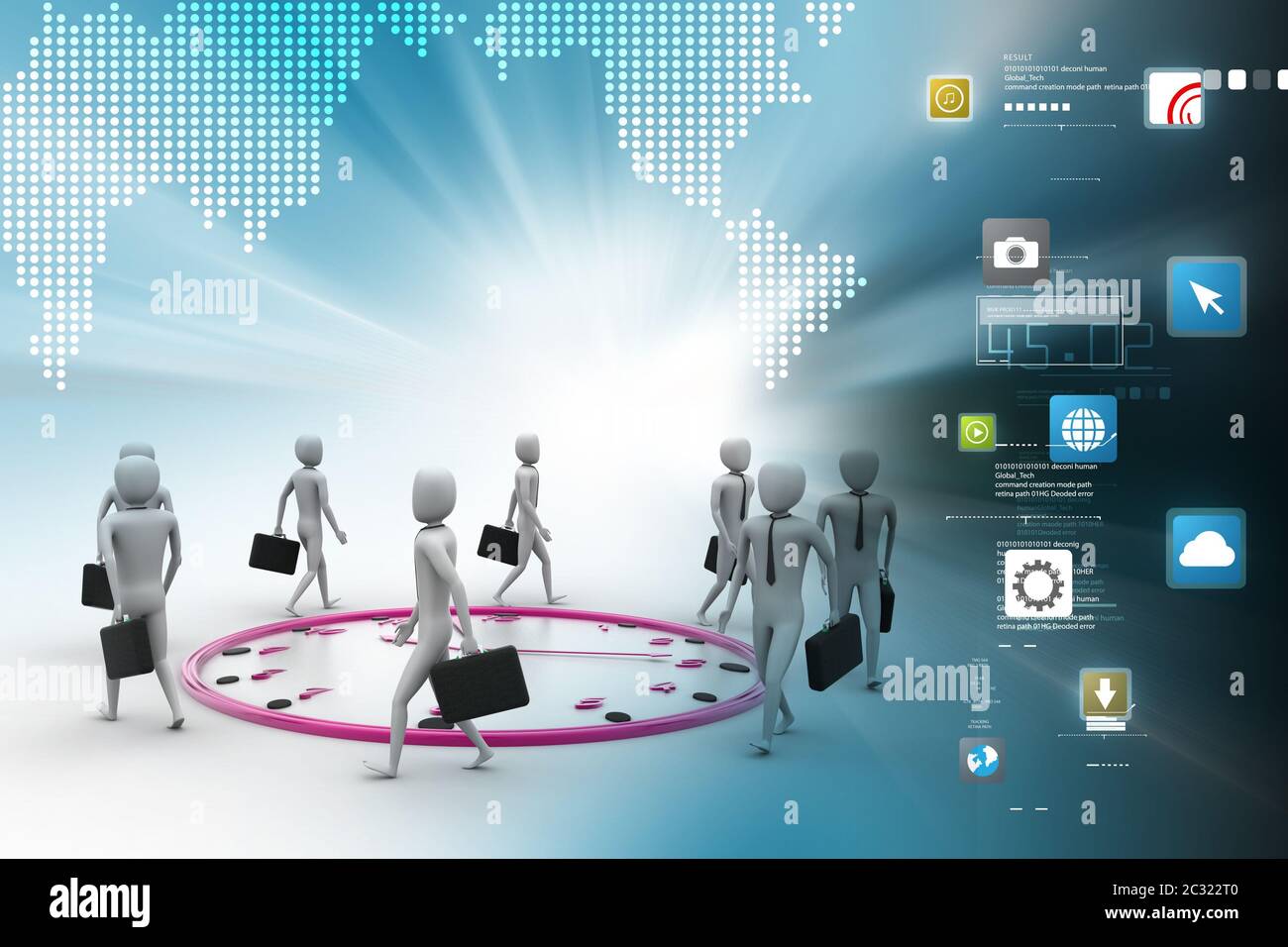 Business man walk around the clock Stock Photo - Alamy