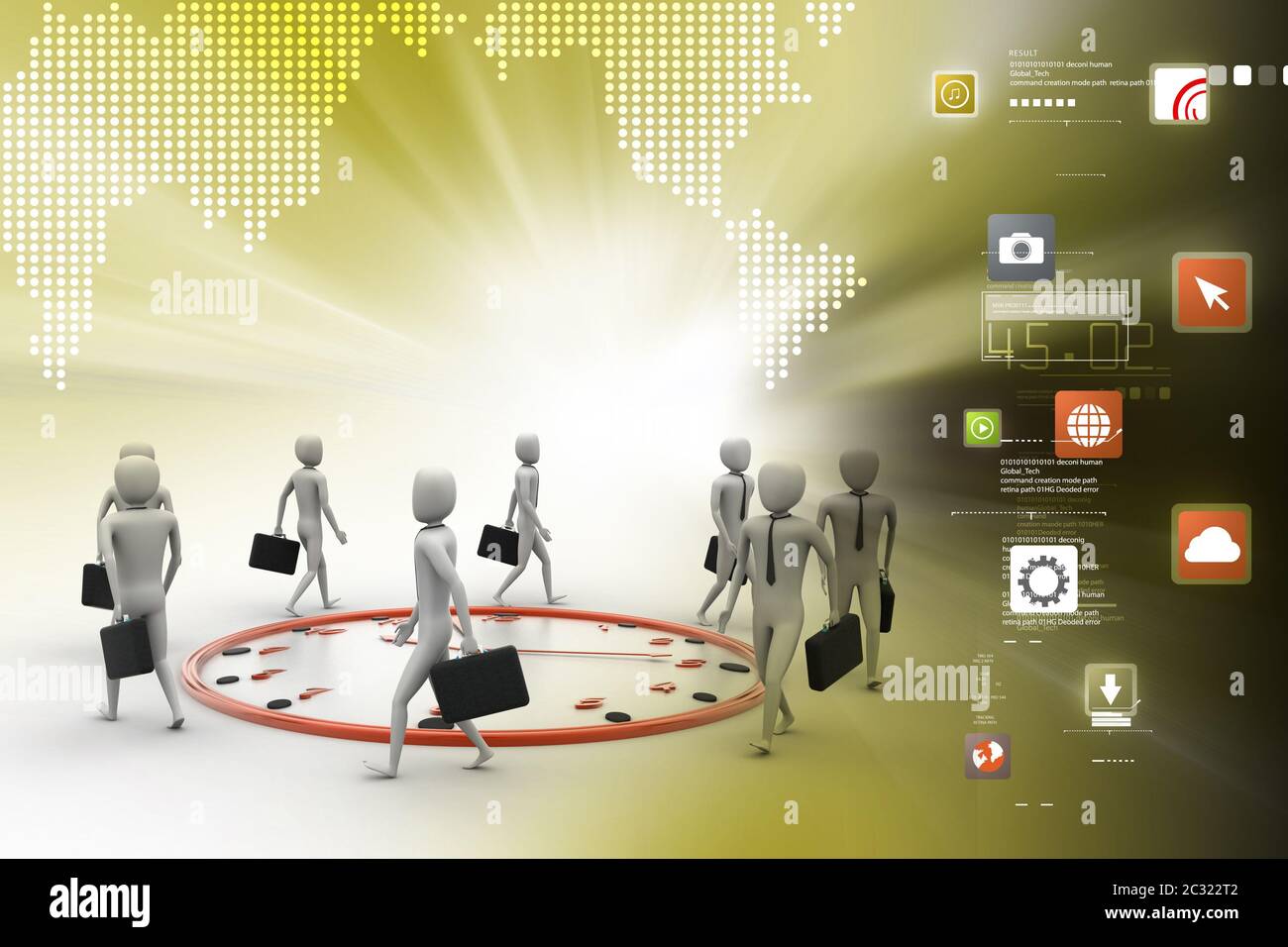 Business man walk around the clock Stock Photo - Alamy