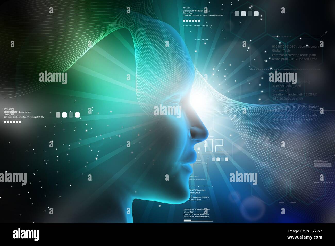 Women head with lighting Stock Photo - Alamy