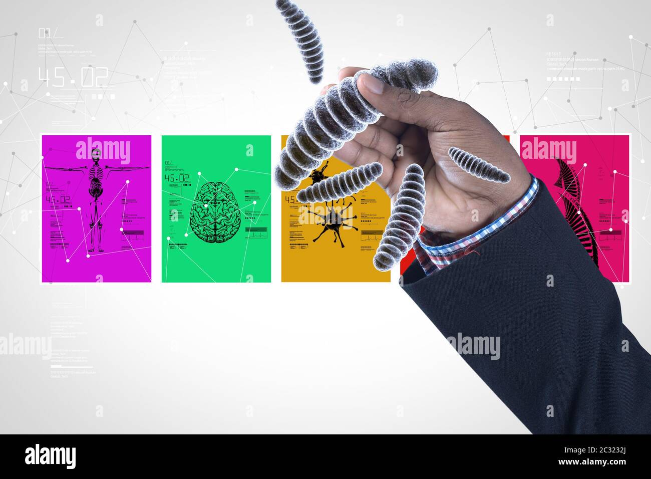 Man showing bacteria Stock Photo - Alamy