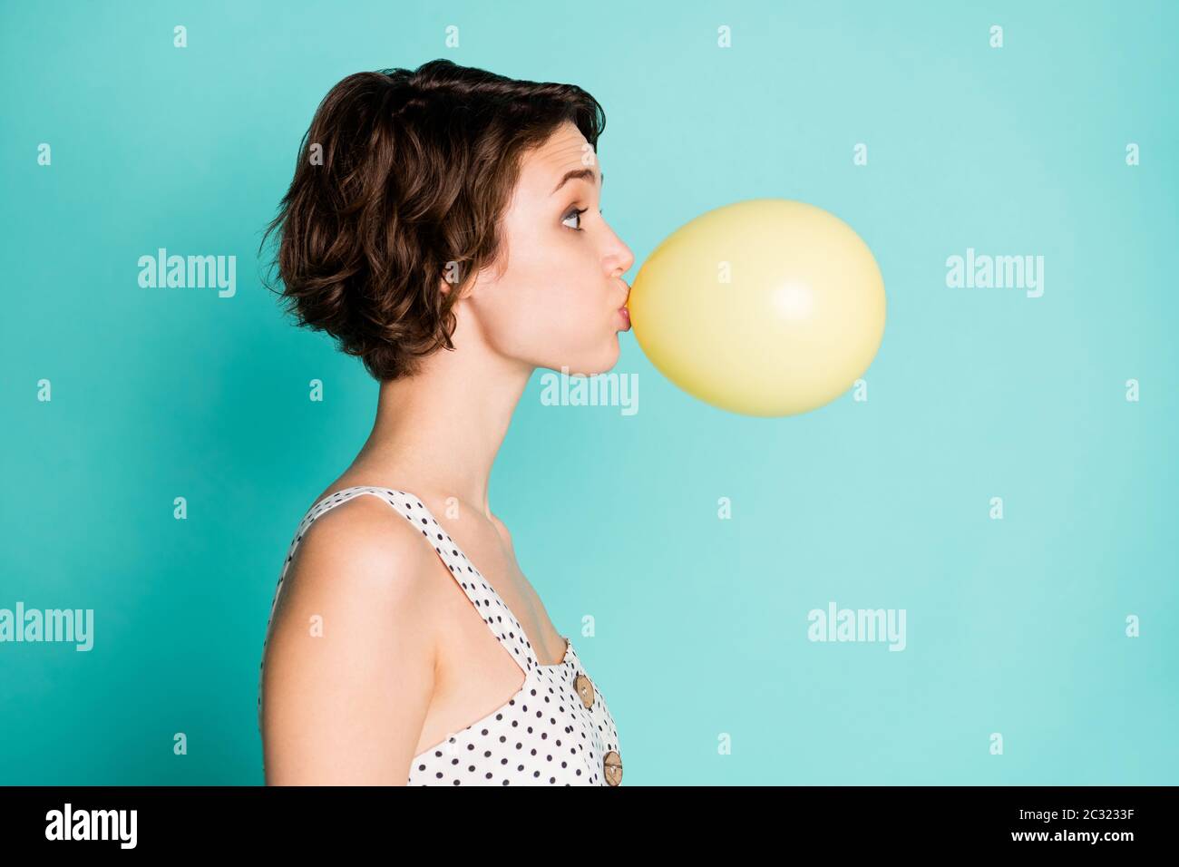 Women Profile Blowing Gum