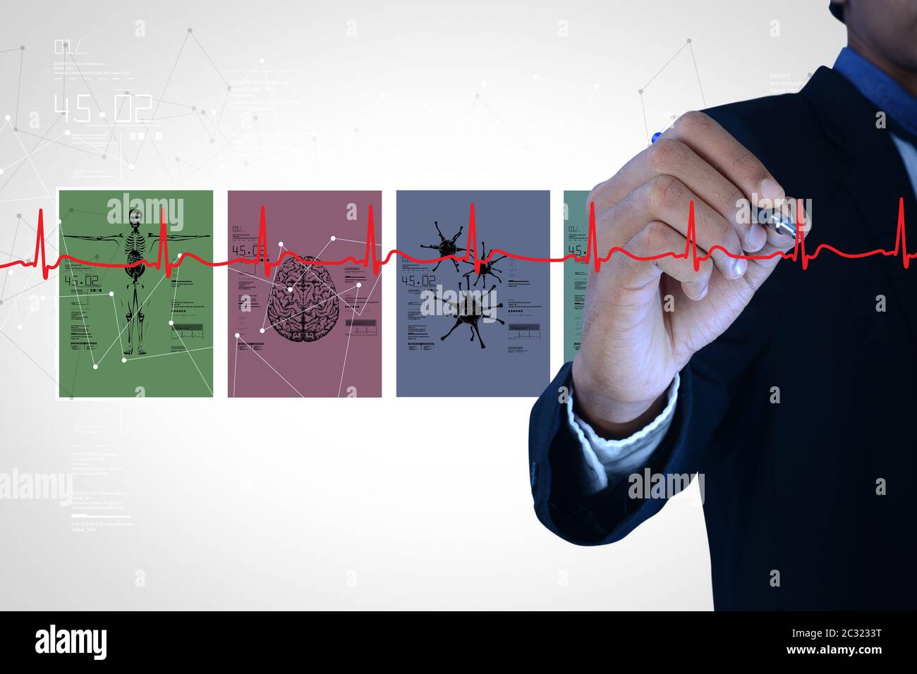 Man showing ecg line Stock Photo - Alamy